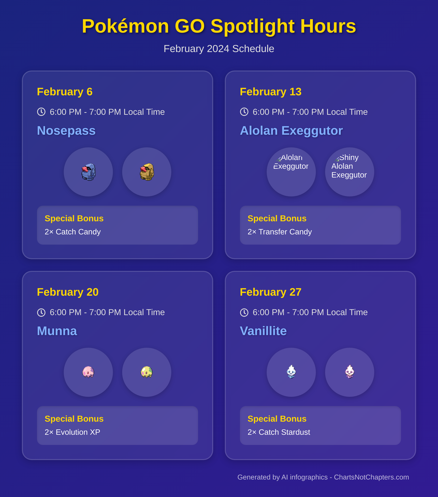Pokemon GO February 2024 Complete Guide: 5 Infographics Covering All Events, Raids, and Bonuses